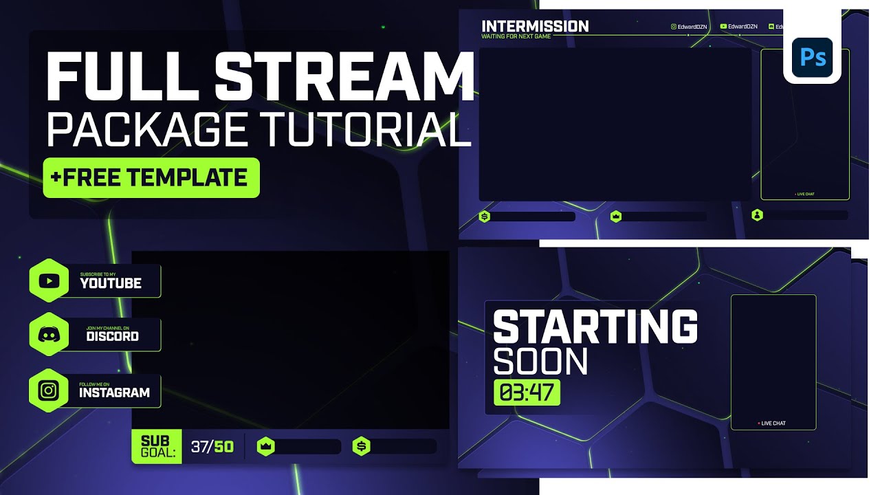 FULL Stream Package Tutorial (+FREE TEMPLATE) - Photoshop Tutorial by EdwardDZN - YouTube