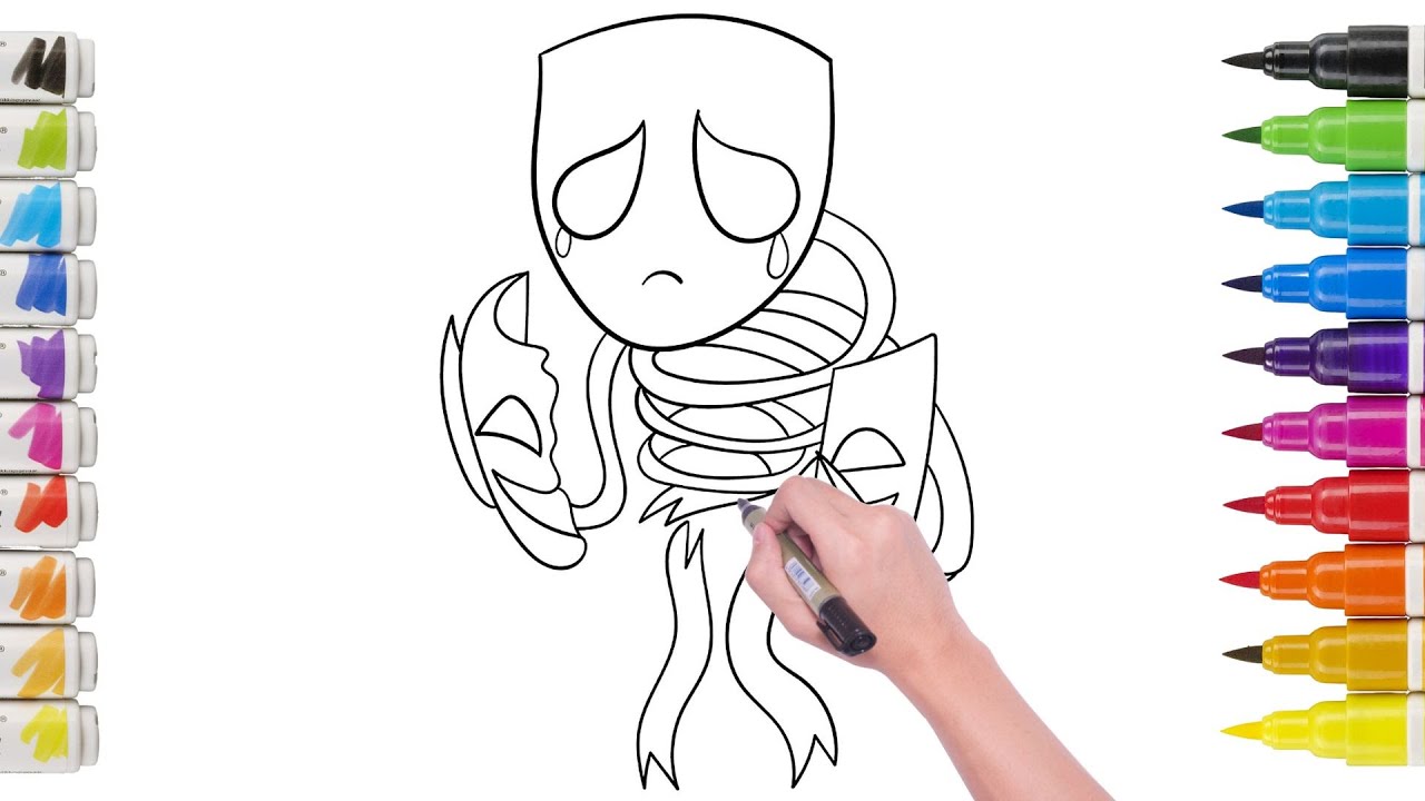 How to Color The Amazing Digital Circus | Sad Gangle Mask Coloring ...