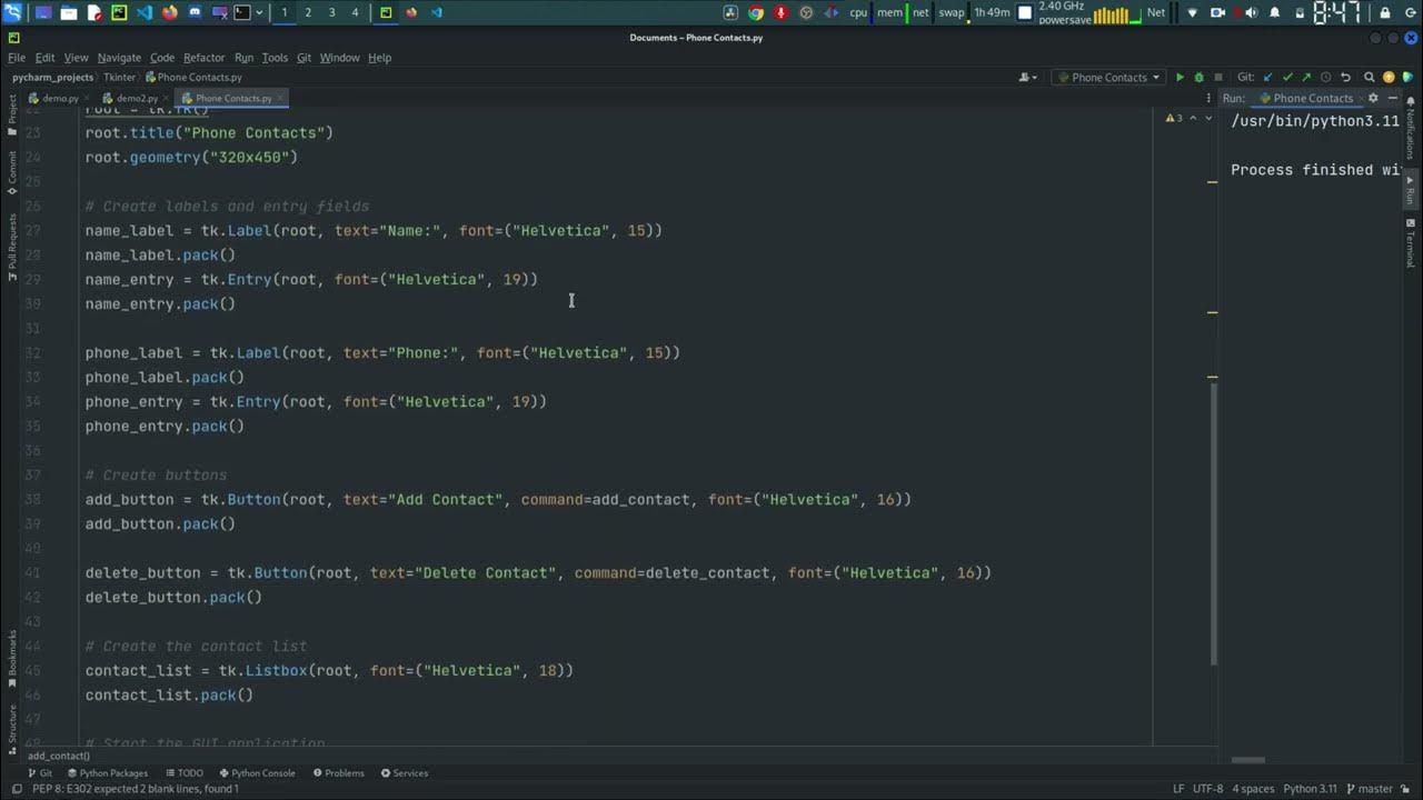 Creating a Python Phone Contacts List GUI Application - YouTube