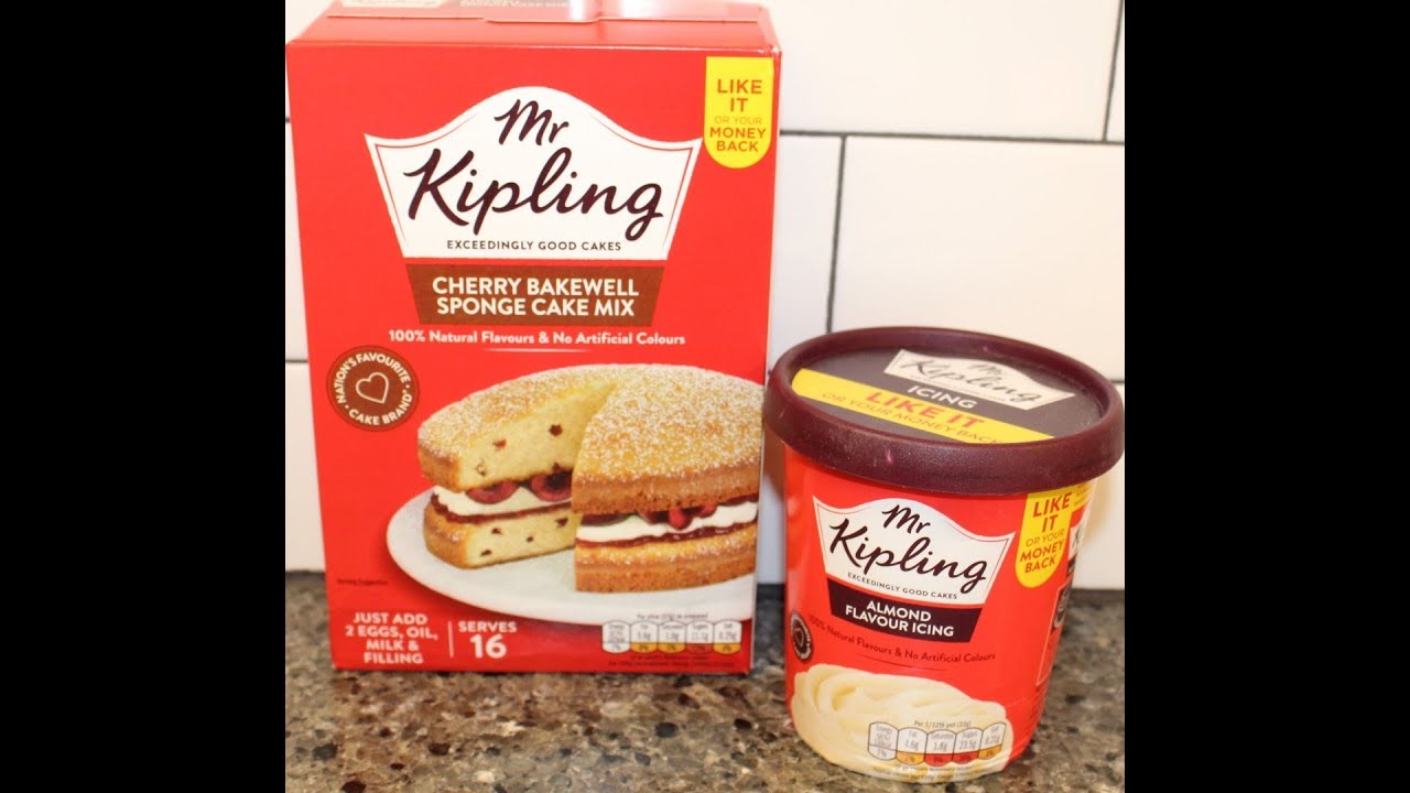 Mr. Kipling Cherry Bakewell Sponge Cake Mix & Almond Flavour Icing ...