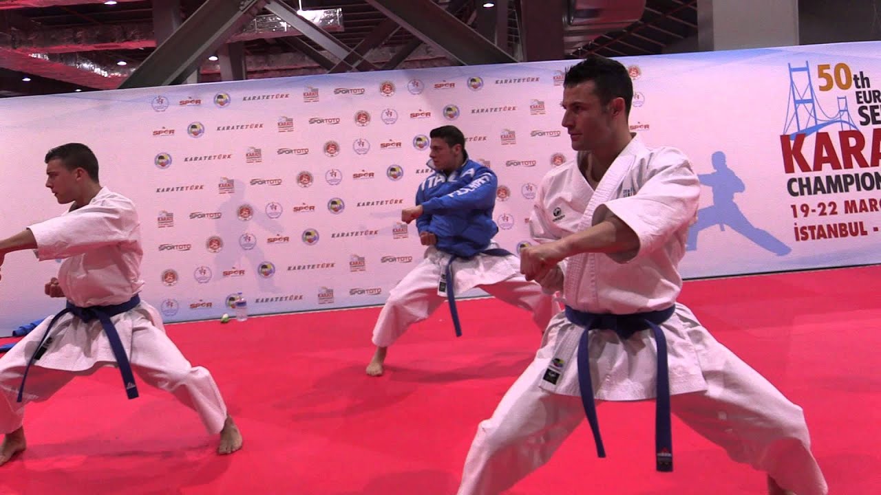 Male Team Kata ITALY warming up. 2015 European Karate Championships ...