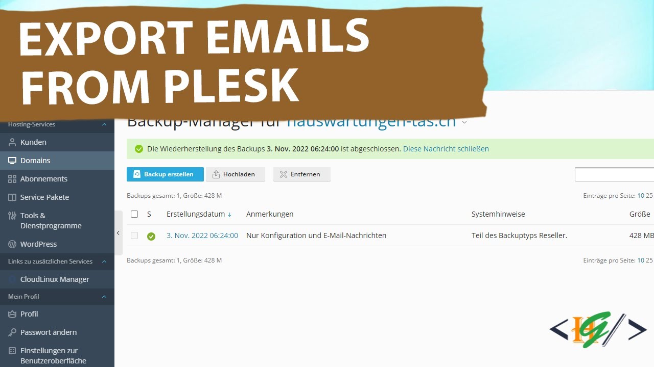How to Export Emails From Plesk Hosting - YouTube