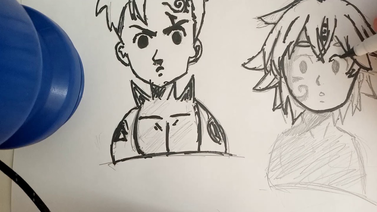 Speed drawing Meliodas e Zeldris - YouTube