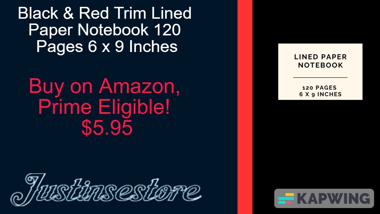 Black & Red Trim Lined Paper Notebook 120 Pages 6 x 9 Inches: Gifts for ...