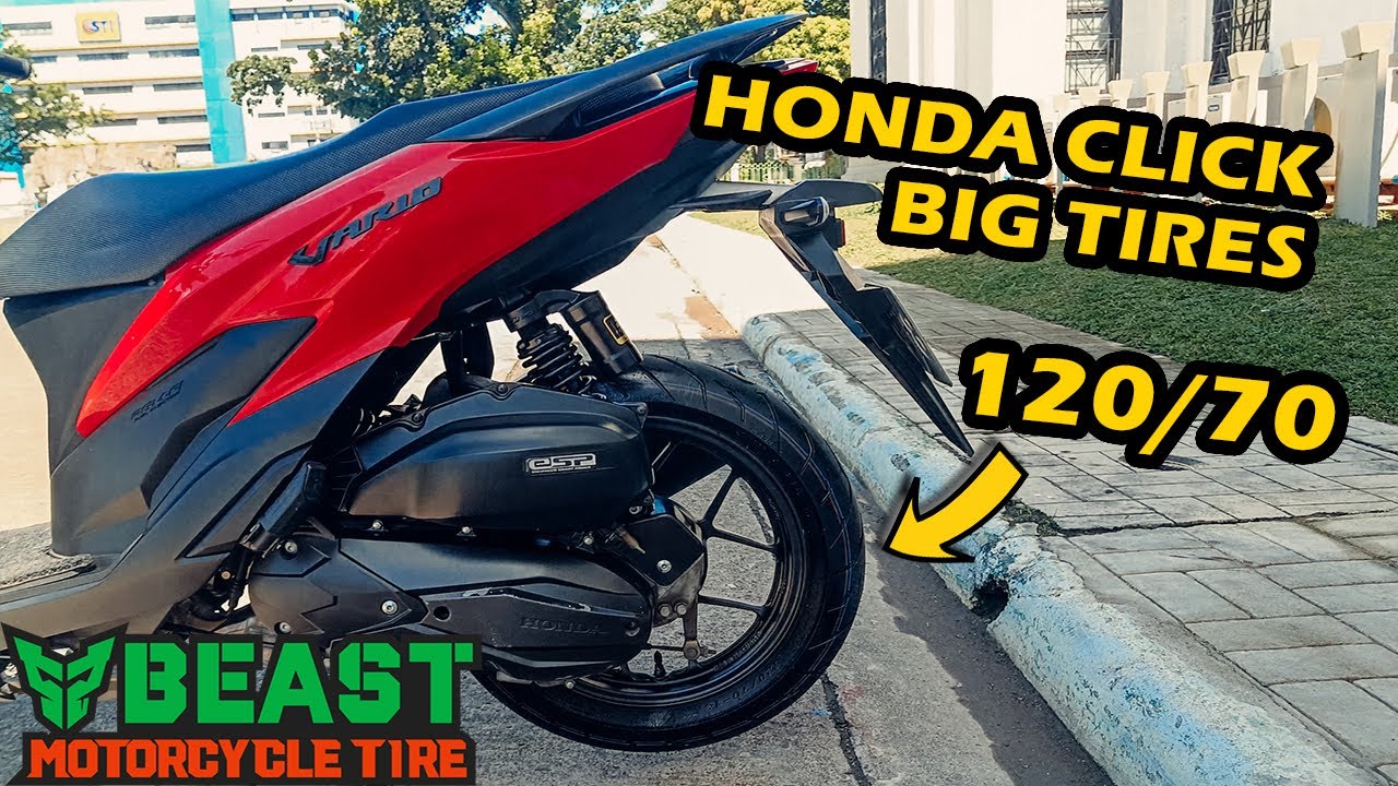 120/70 BEAST TIRE FLASH Big Tire Upgrade for Honda Click | Budget Meal ...