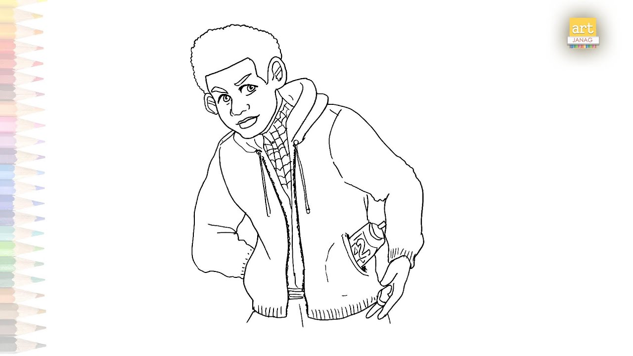 Miles Morales drawings easy | fictional character drawings | How to ...