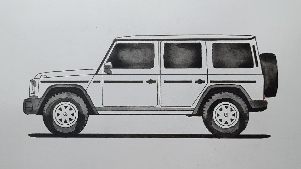 How to draw a Mercedes-Benz G-Class with watercolor - YouTube