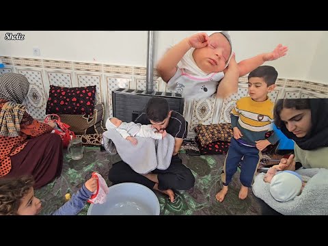 A Beautiful Day With Hessam | Bath Time & Repairing the Water Pipe in the Yard