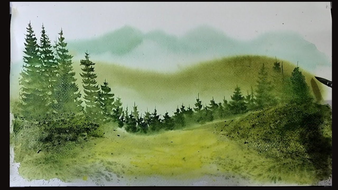 Watercolor Landscape Tutorial For Beginners/Landscape Tutorial For Beginners/Landscape Painting ...