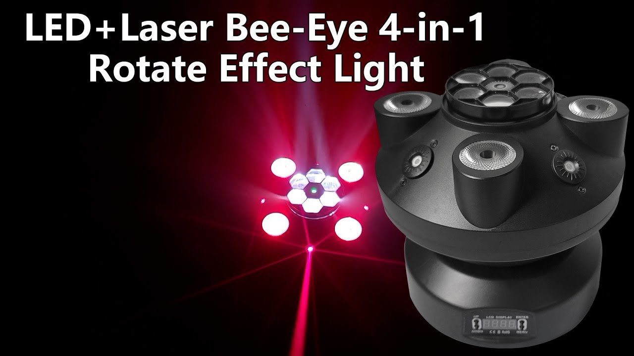 LED+Laser Bee-Eye 4-in-1 Rotate Effect Light - YouTube