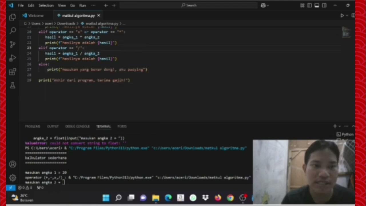 "membuat sebuah aplikasi kalkulator sederhana menggunakan bahasa python ...