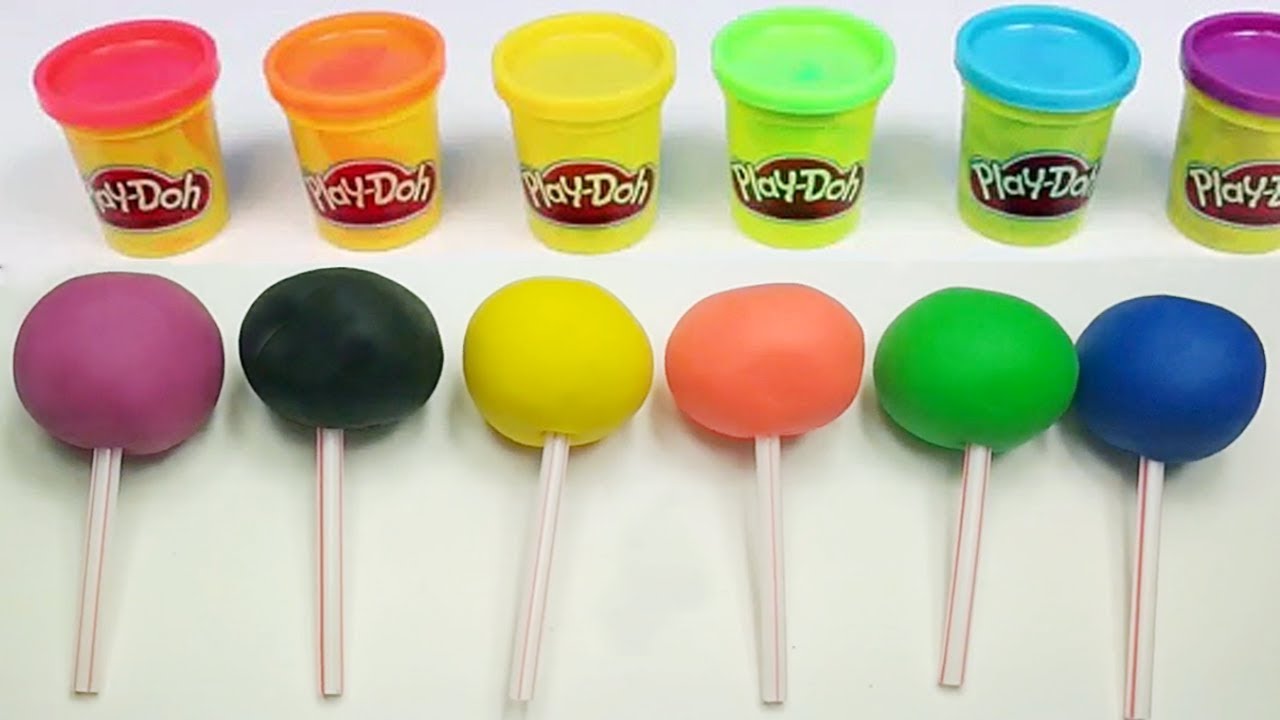 6 Color Play Doh Lollipops and Counting Numbers with 6 Color Play Doh ...