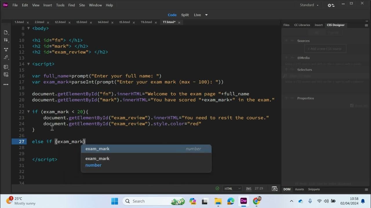 JavaScript Tutorial 7 - Selection - IF, ELSE IF, ELSE (Part 3) - YouTube