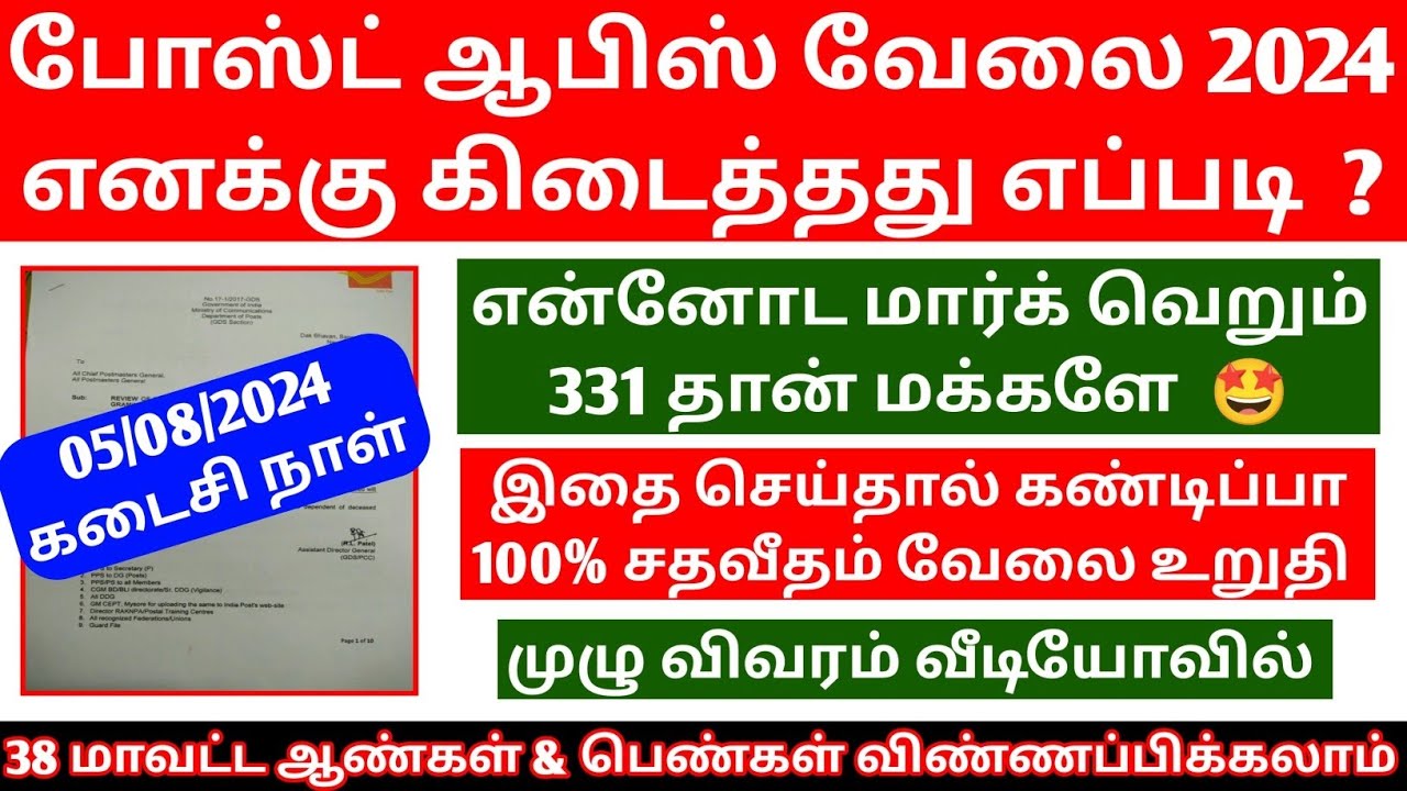  Post Office GDS 2024 Tamil Post