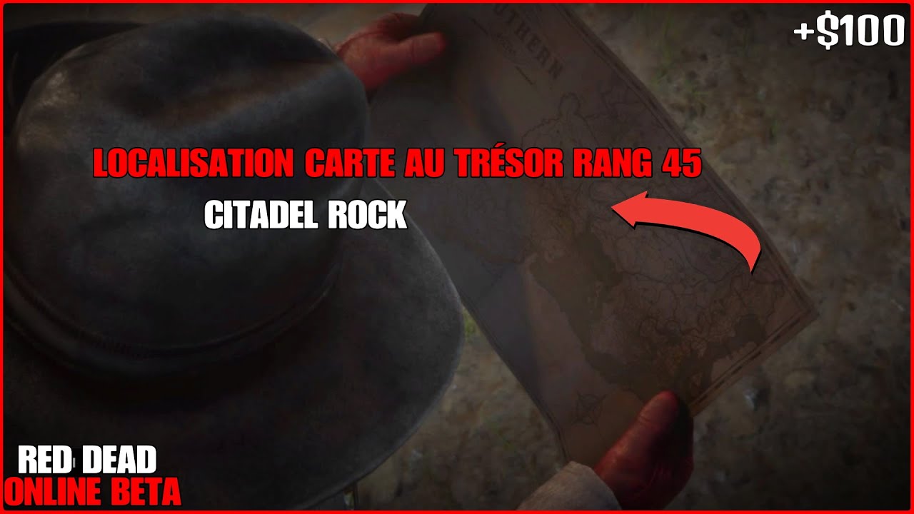LOCALISATION CARTE AU TRÉSOR RANG 45 ,CITADEL ROCK / RED DEAD ONLINE ...