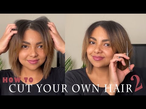 HOW TO CUT YOUR OWN HAIR AT HOME | DIY Layered Bob Haircut + Curtain Bangs!