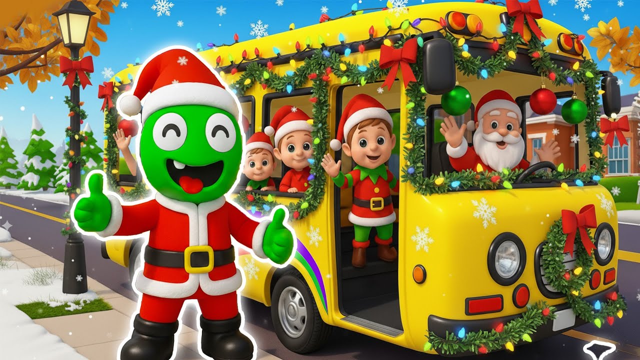 Wheels On The Bus - Christmas Bus Song + Learn Colors - Pea Pea Nursery ...
