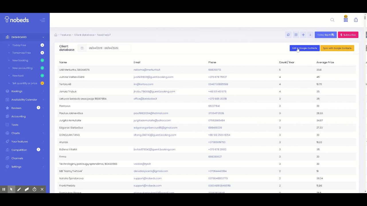 Sync your booking contacts with your phone - NOBEDS.COM - YouTube