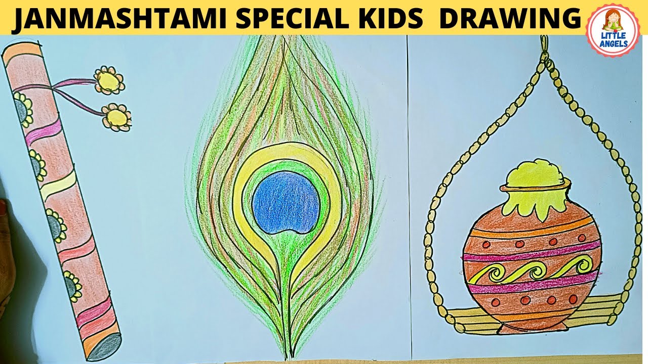Janmashtami special colourfui drawing for kids - YouTube