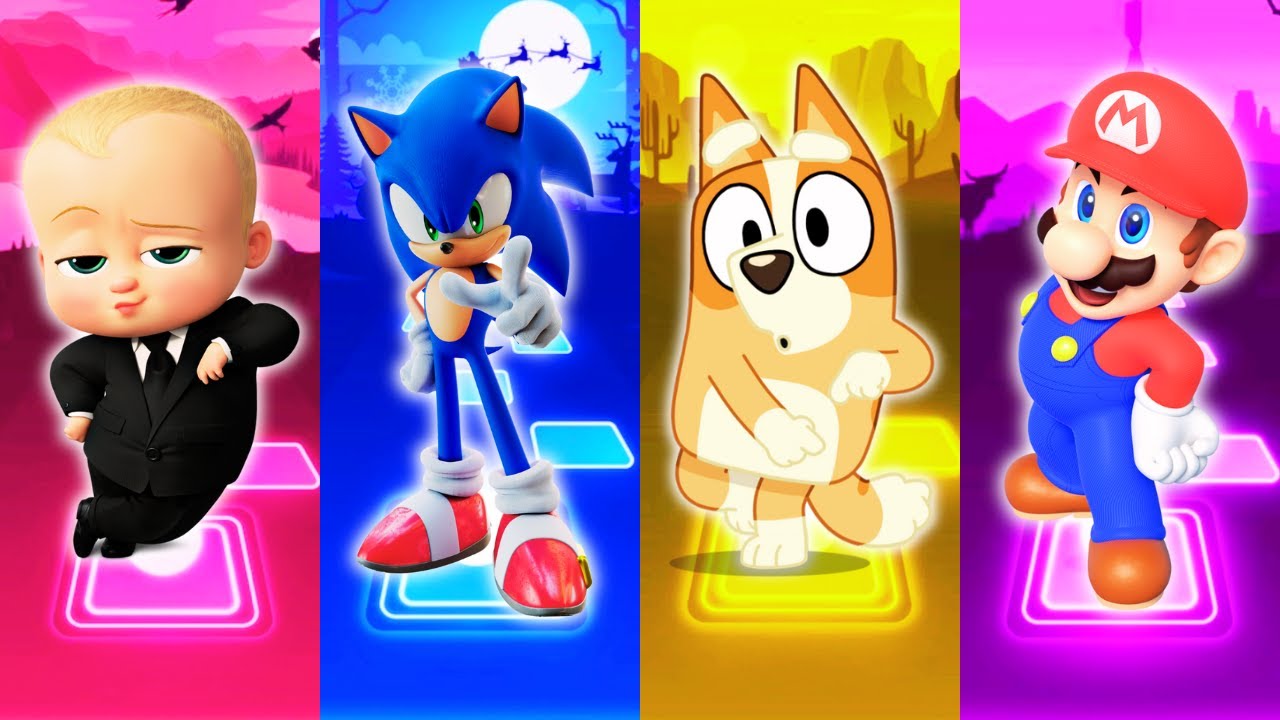The Boss Baby - Sonic - Bluey Bingo - The Super Mario Bros - Tiles Hop ...