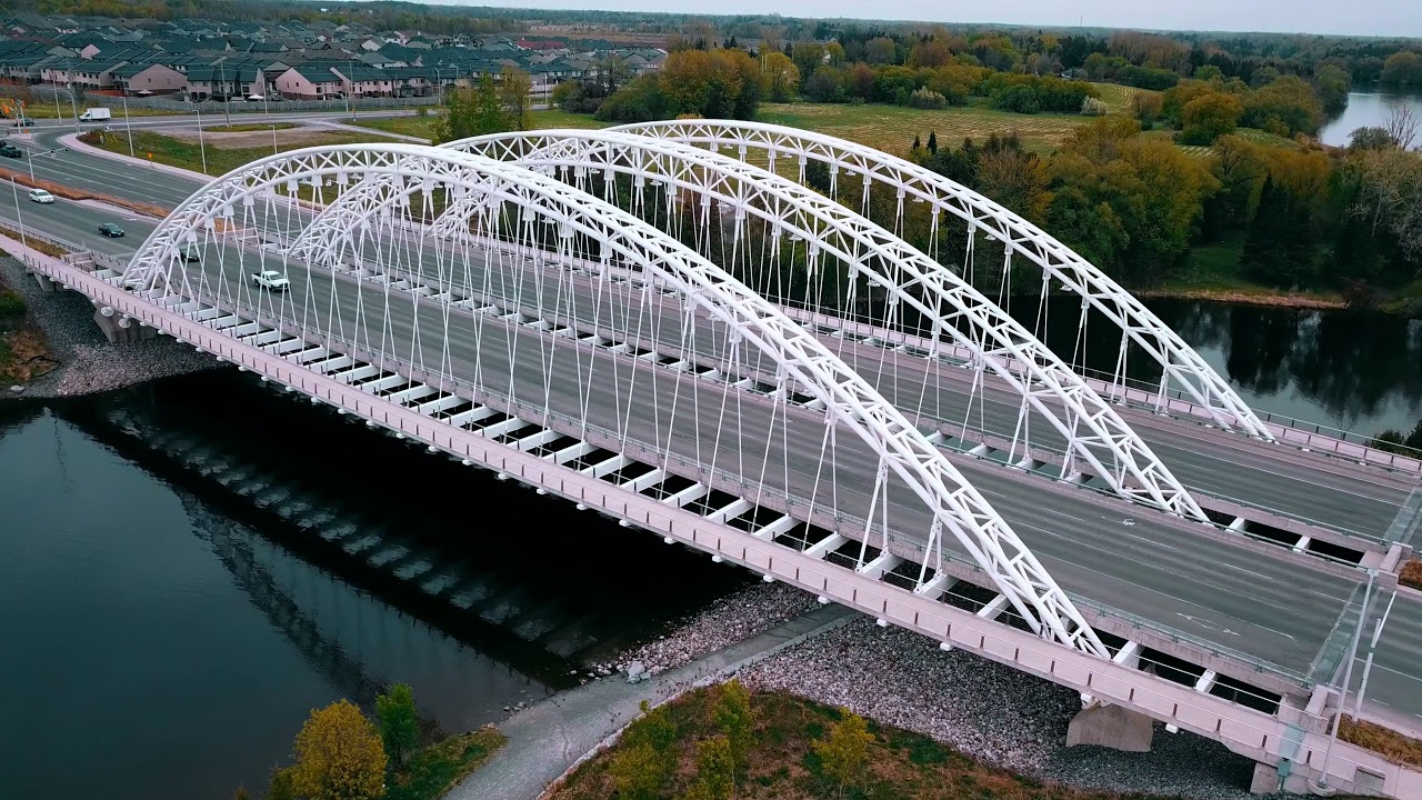 Aerial Footage of The Vimy Memorial Bridge 4k - Barrhaven, Ottawa - YouTube