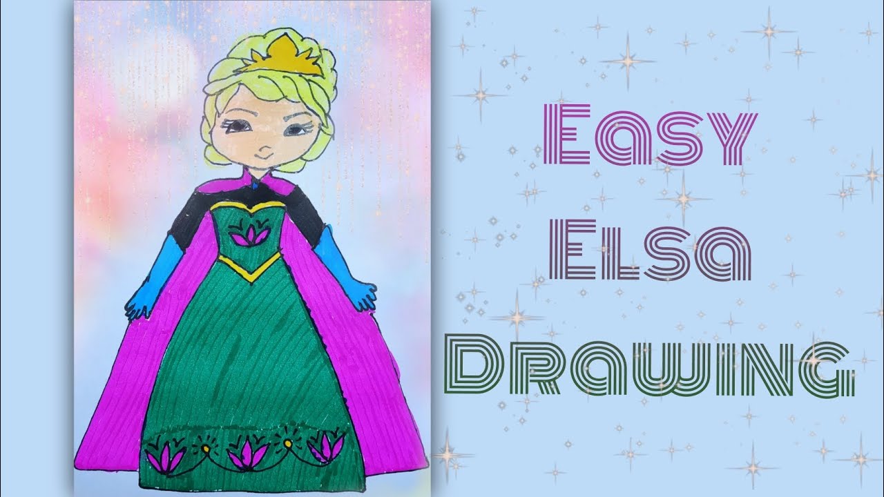 Easy Elsa Drawing - YouTube