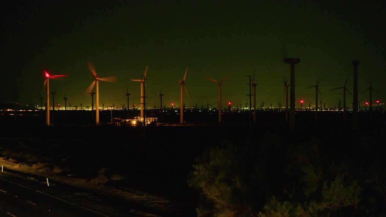 Wind Turbines At Night Stock Video - YouTube