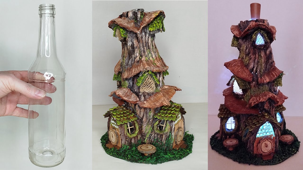 Bottle Fairy Mushroom House made of Cardboard and Paper. Diy Hobbit ...