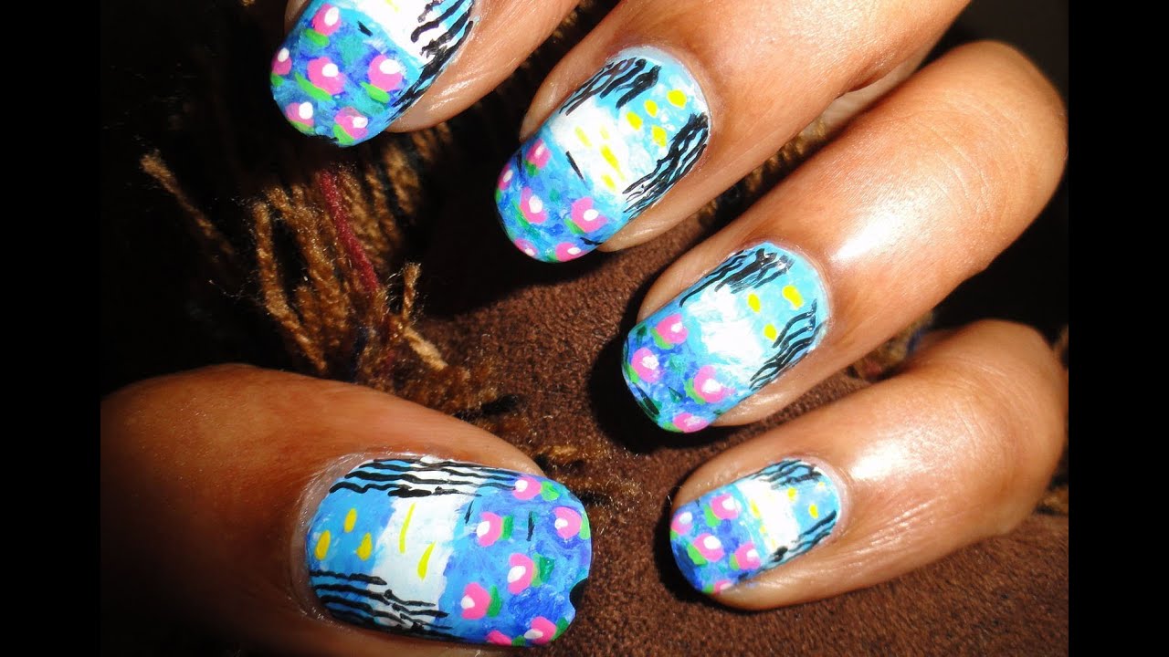 Claude Monet Water lilies Nail Art - YouTube