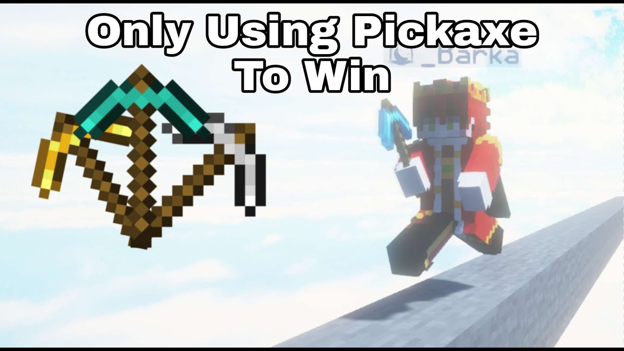 Using Pickaxe To Win Skywars - YouTube