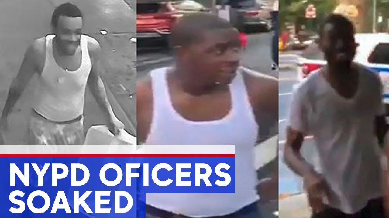 3 charged after NYPD officers doused with water in NYC - YouTube