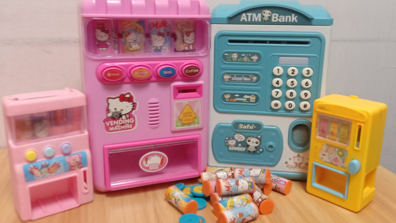 Satisfying Cute Hello Kitty Vending Machine And Money Piggy Bank - YouTube