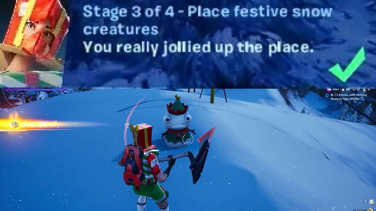 Place festive snow creatures Fortnite - YouTube