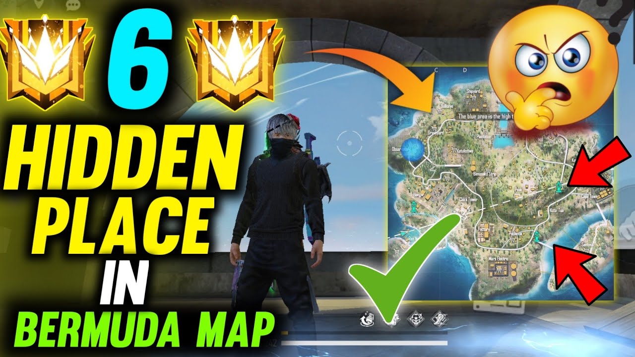 Top 6 Hidden Places In Bermuda Map For Rank Push in Free Fire || Best ...