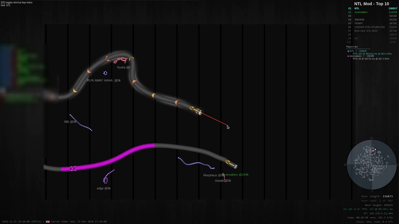 Slither.io: duo170k (stealing other's bot storm fun) - YouTube