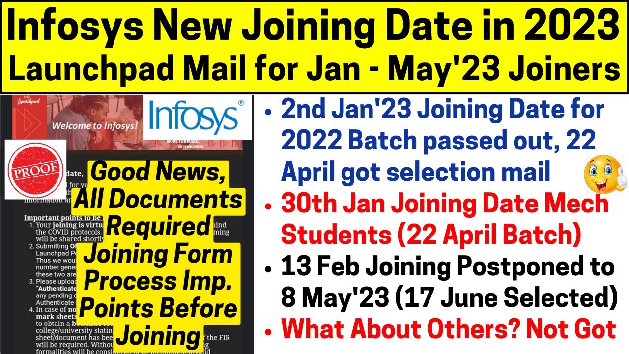 Infosys New Joining Dates in Jan-May 2023 Infosys Launchpad Mail for ...