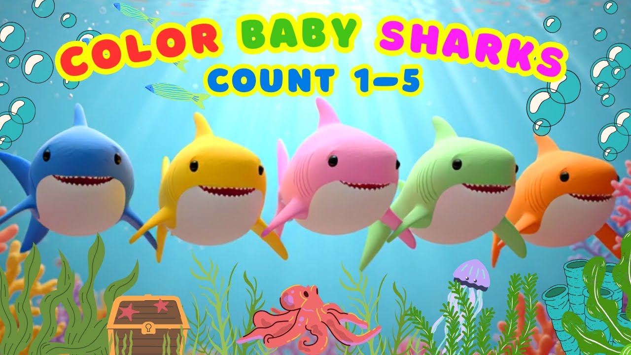 Color Baby Sharks 🦈🌈 | Counting 1–5 Song for Kids - YouTube