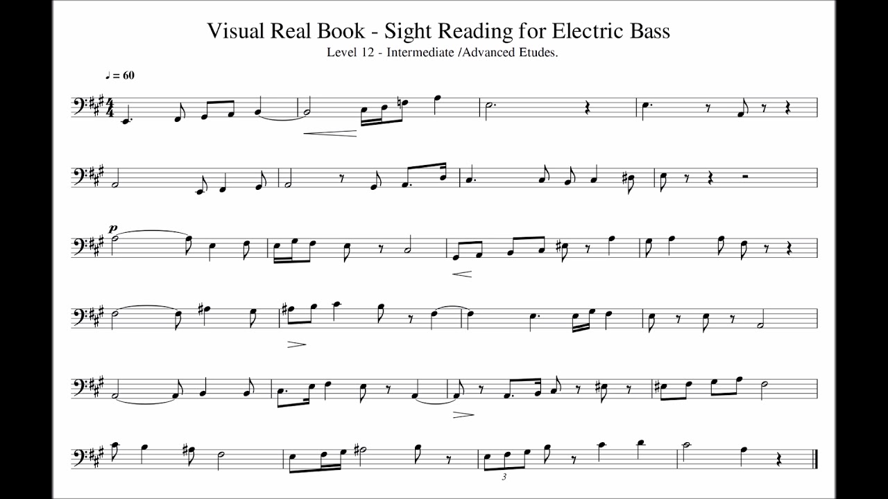Sight Reading for Bass, Level 12 (Intermediate / Advanced Etudes) - Ex ...