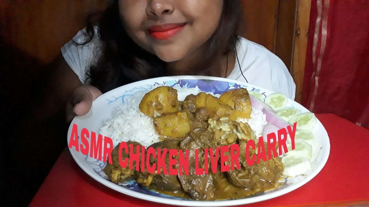 ASMR INDIAN FOOD: chicken liver curry & rice - YouTube