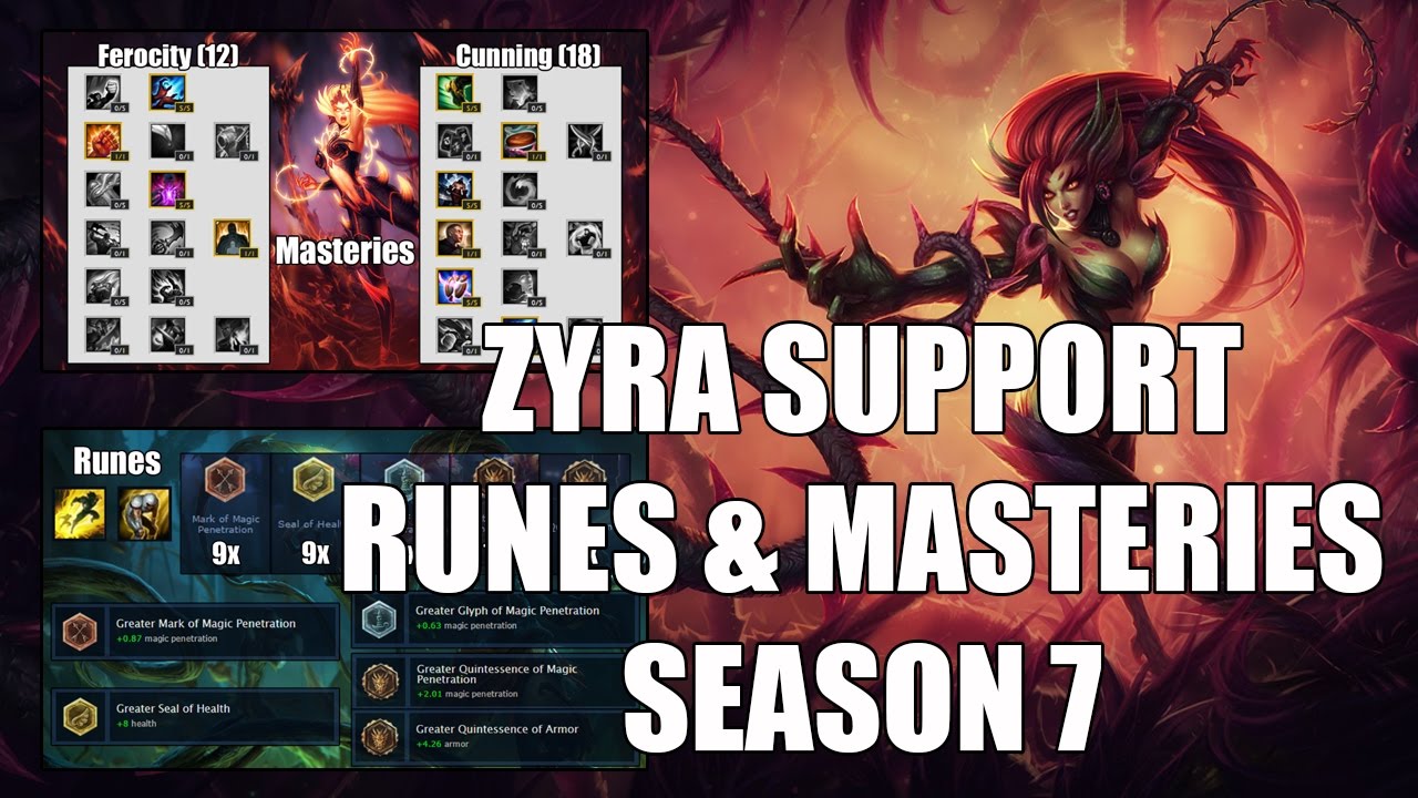 Zyra Support Runes And Masteries Season 7 League Of Legends Youtube