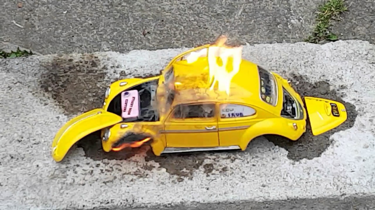 Setting fire to toy cars - YouTube
