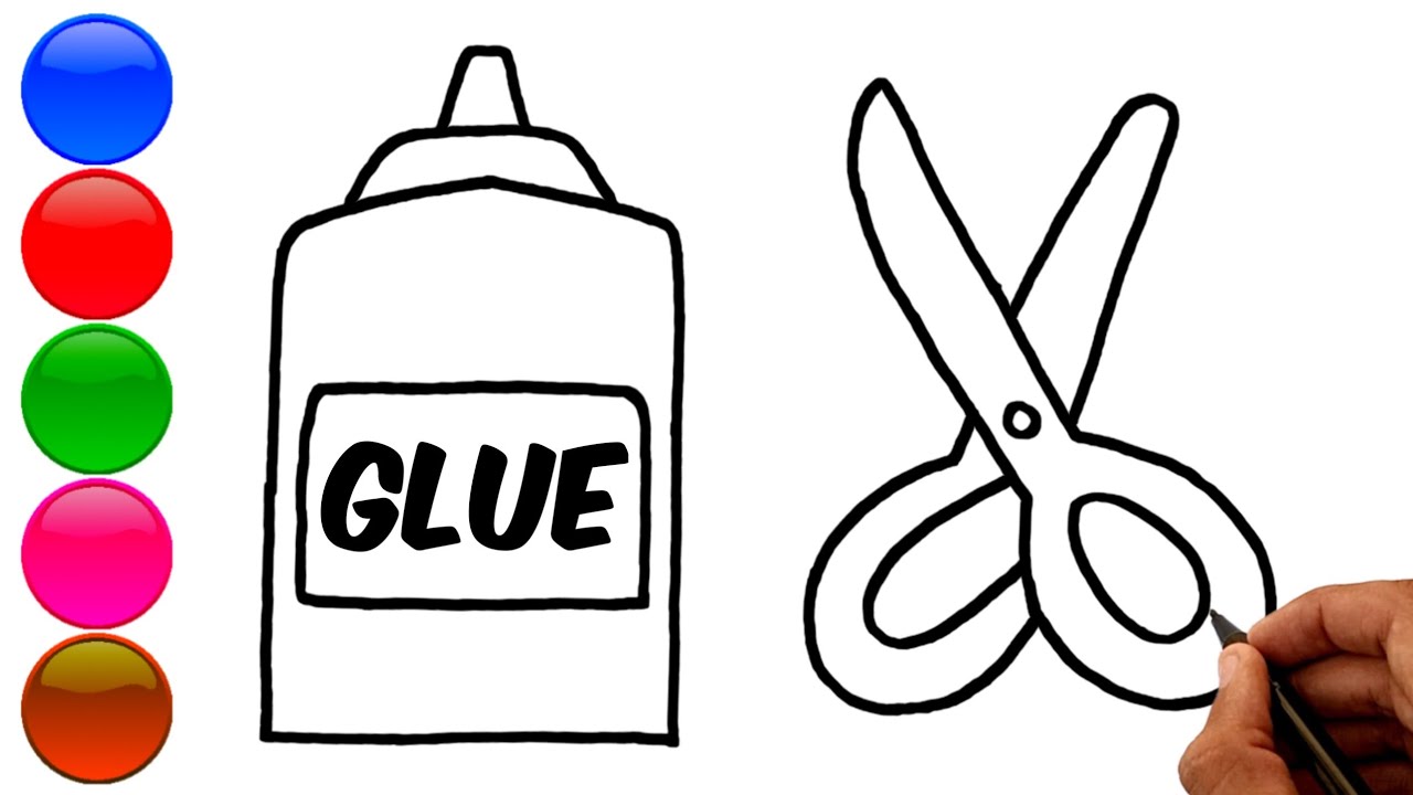 GLUE and SCISSOR Drawing, Coloring and Painting for Kids and Toddlers ...