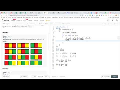 【每日一题】1411. Number of Ways to Paint N × 3 Grid, 4/19/2020 - YouTube