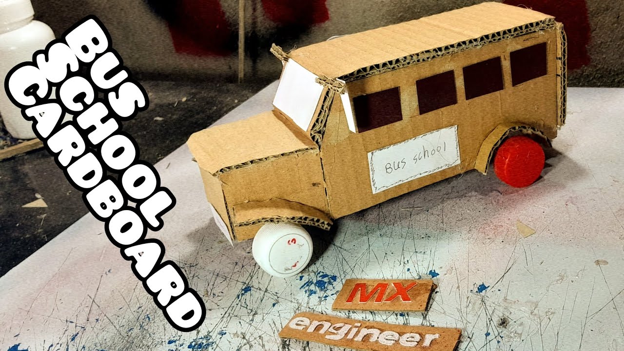 How to make school bus with cardboard - YouTube