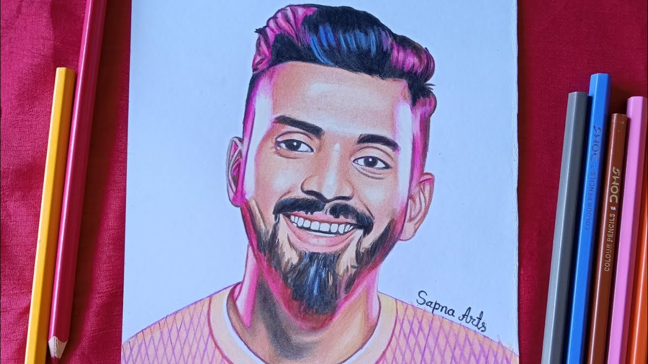 How to draw KL Rahul step by step|| KL Rahul Drawing #art #drawing # ...