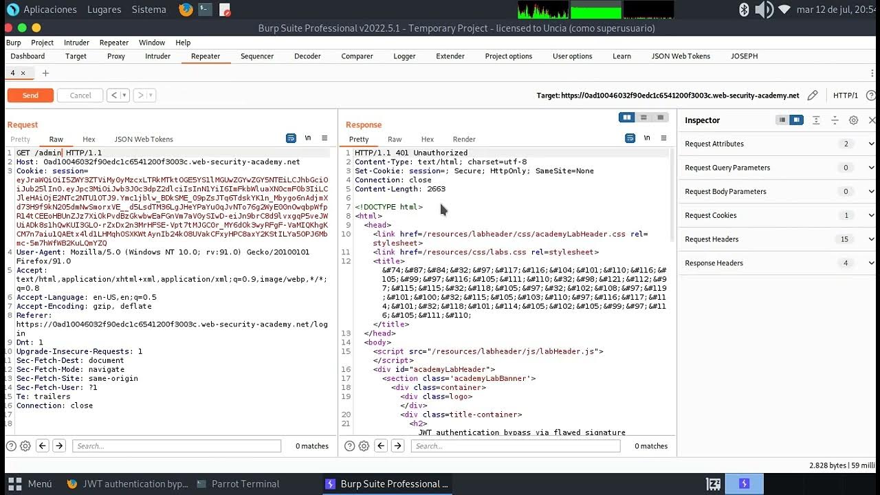 JWT authentication bypass via flawed signature verification - YouTube