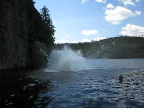 60 ft cliff Jump JAP lake Boundary Water BWCA 2012 - YouTube