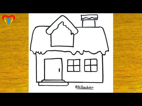 KIŞ EVİ ÇİZİMİ - KOLAY EV ÇİZİMİ
