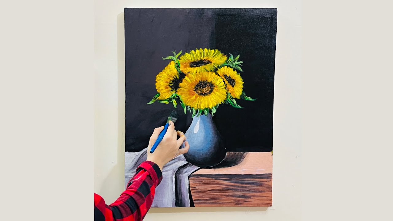 How to Paint Sunflowers in a Vase 🌻 | Easy Art Tutorial 🎨 - YouTube