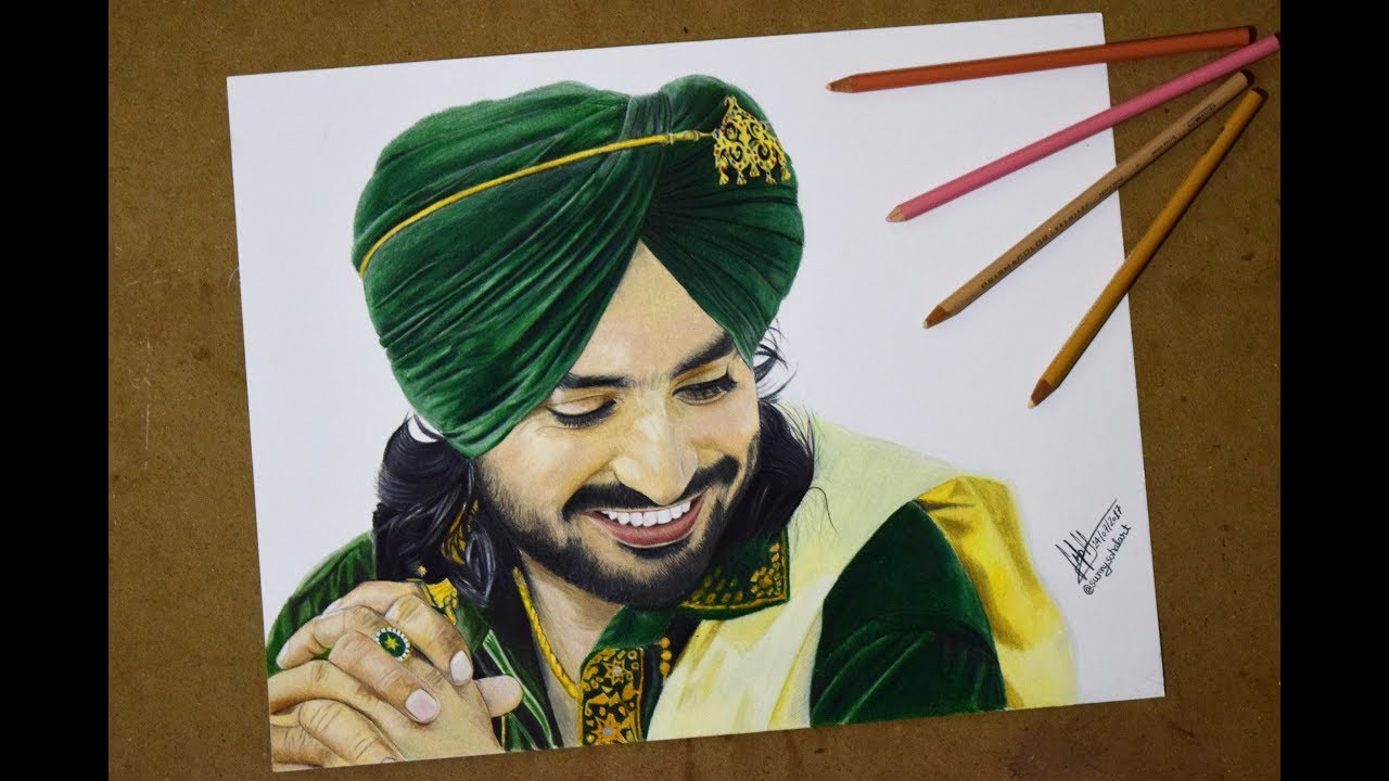 Drawing Satinder Sartaj | Color Pencil Drawing | Sunny Sohal Art - YouTube